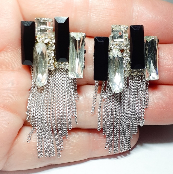 T&J | Jewelry | Modern Crystal Tassel Earrings | Poshmark